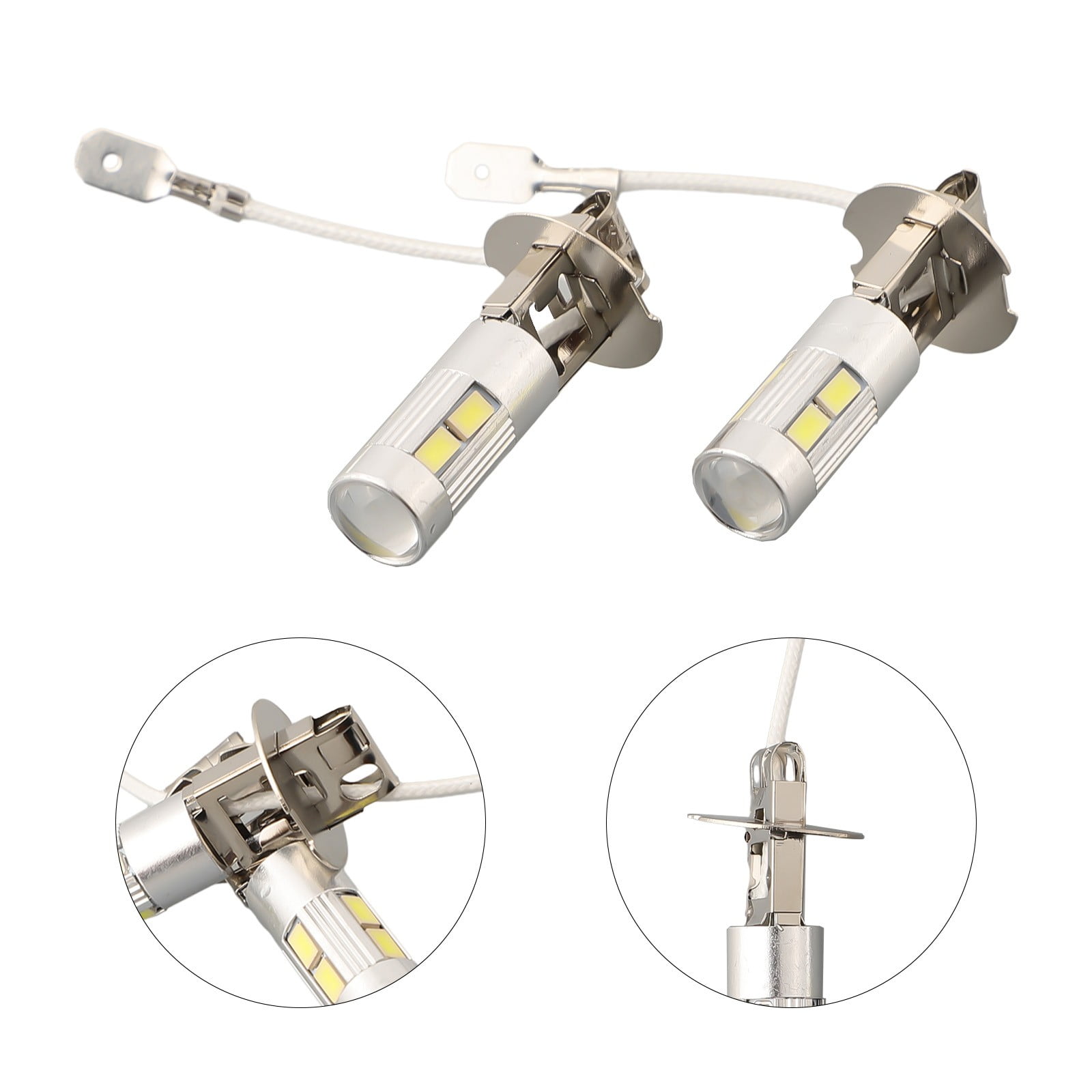 2PCS H3 LED Car Bulbs White LED 10SMD 5630 Car Fog Light Driving DRL ...