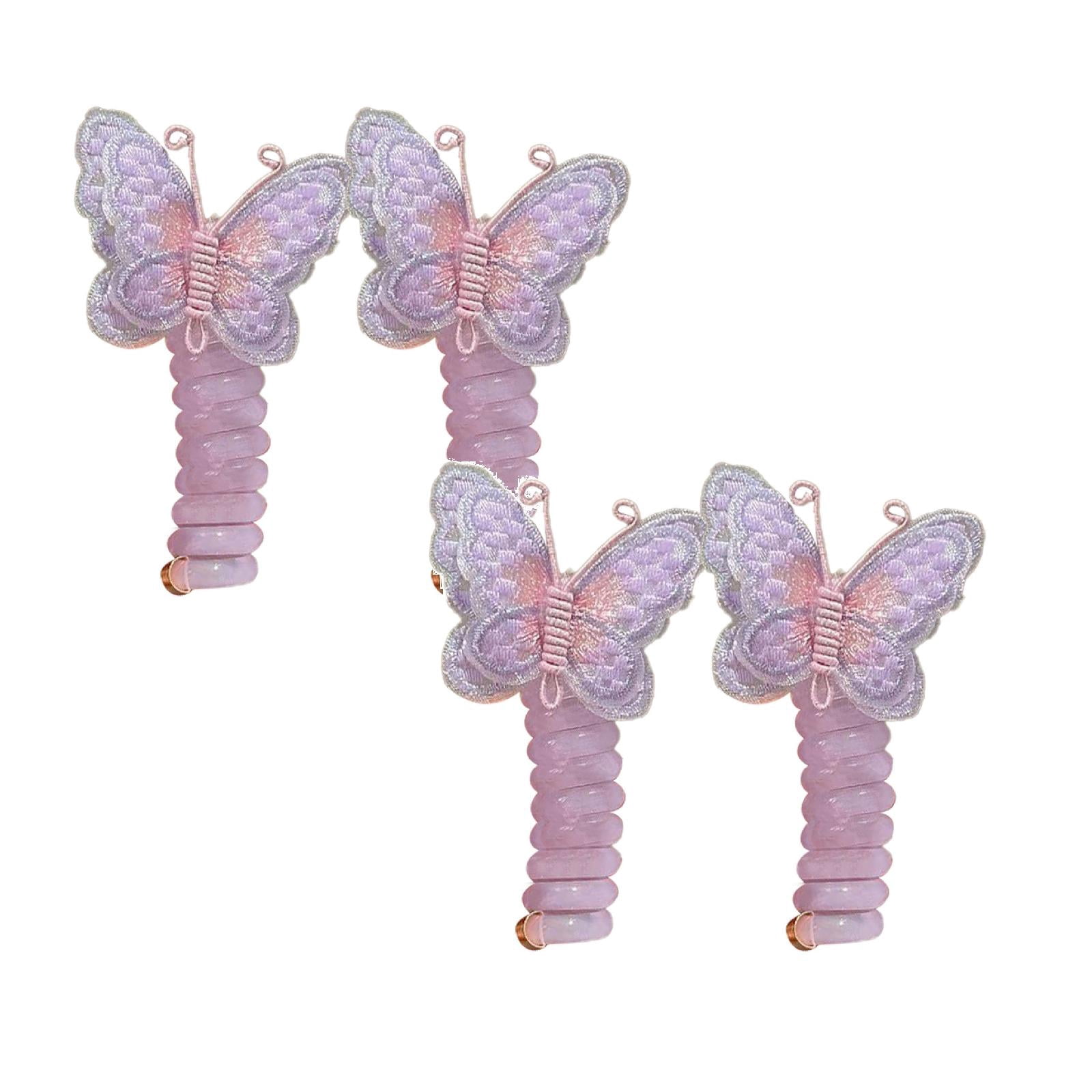 2PCS Hair Clips Colorful Telephone Wire Hair Bands Flower Braided Ties ...