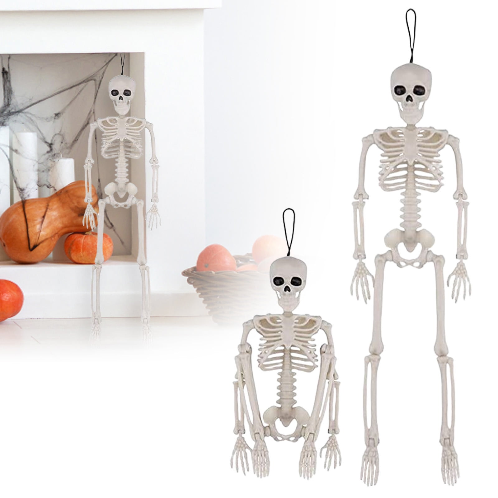 2PCS Halloween Skeleton Decoration, 15.75" Full-Body Poseable Skeleton ...
