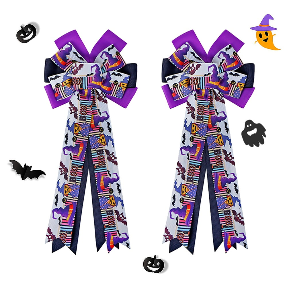 2PCS Halloween Wreath Bows ,Halloween Bows Spider Ghost Burlap Bows for ...