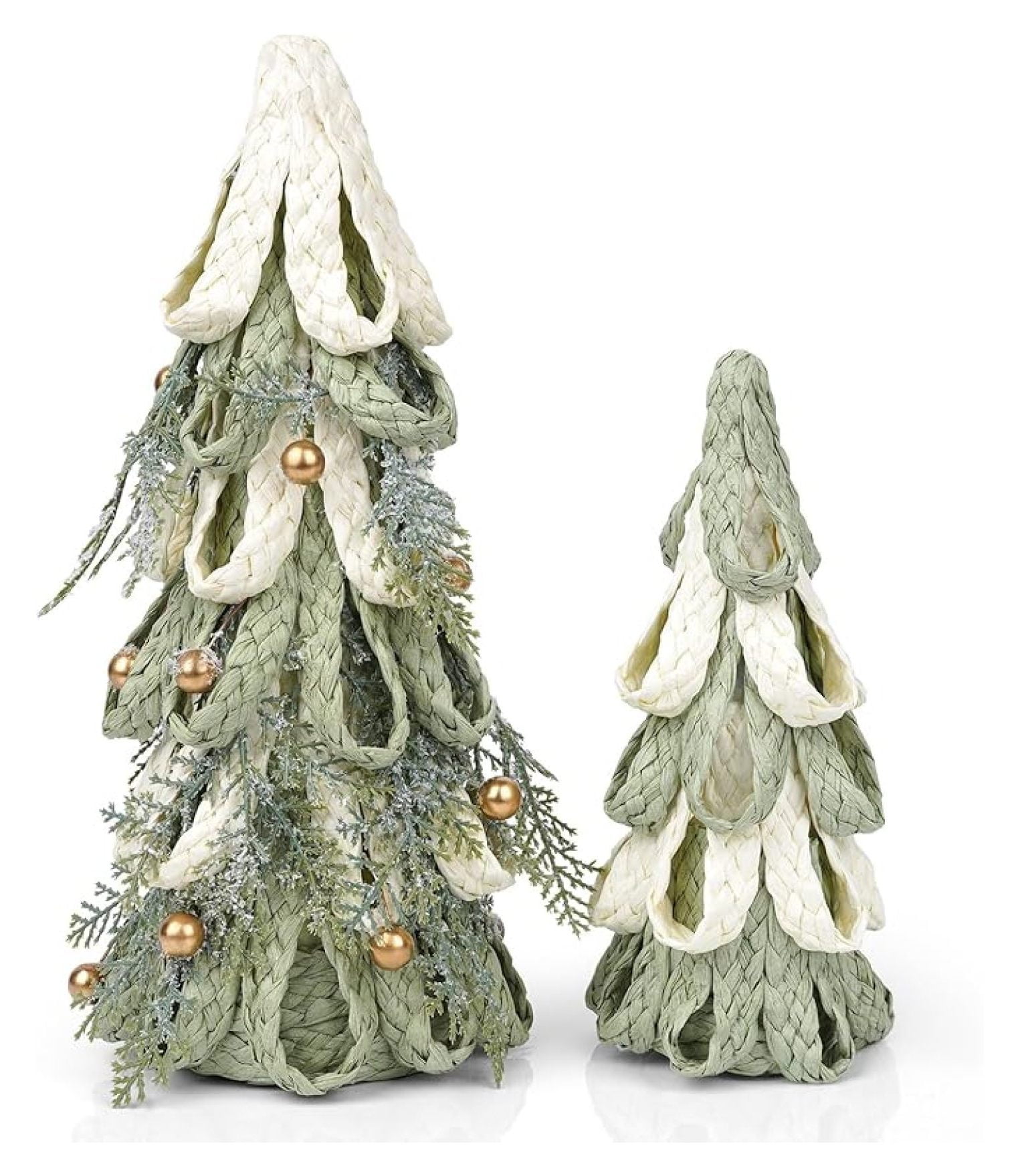 2PCS Hand Woven Christmas Tree Decor, Set of 11.8 Inch and 8.3Inch ...