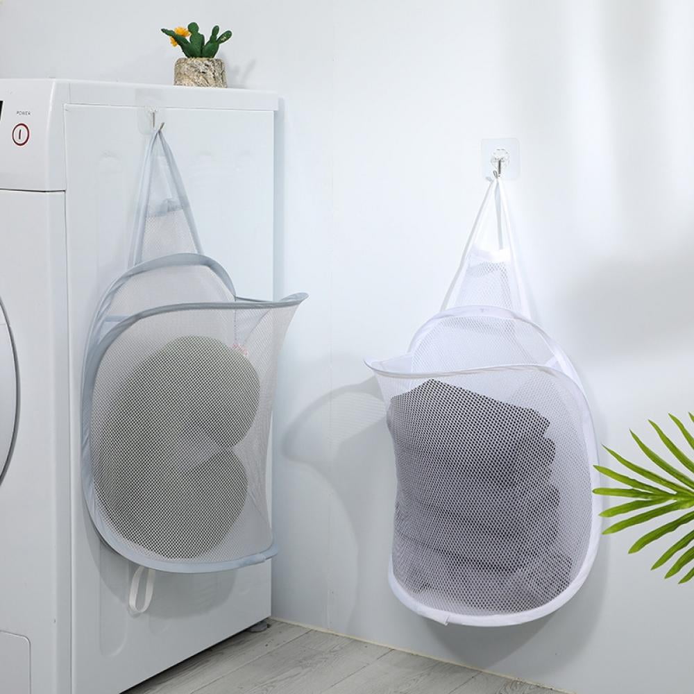2PCS Hanging Laundry Hamper Laundry Bag to Hang Foldable Mesh Hamper ...