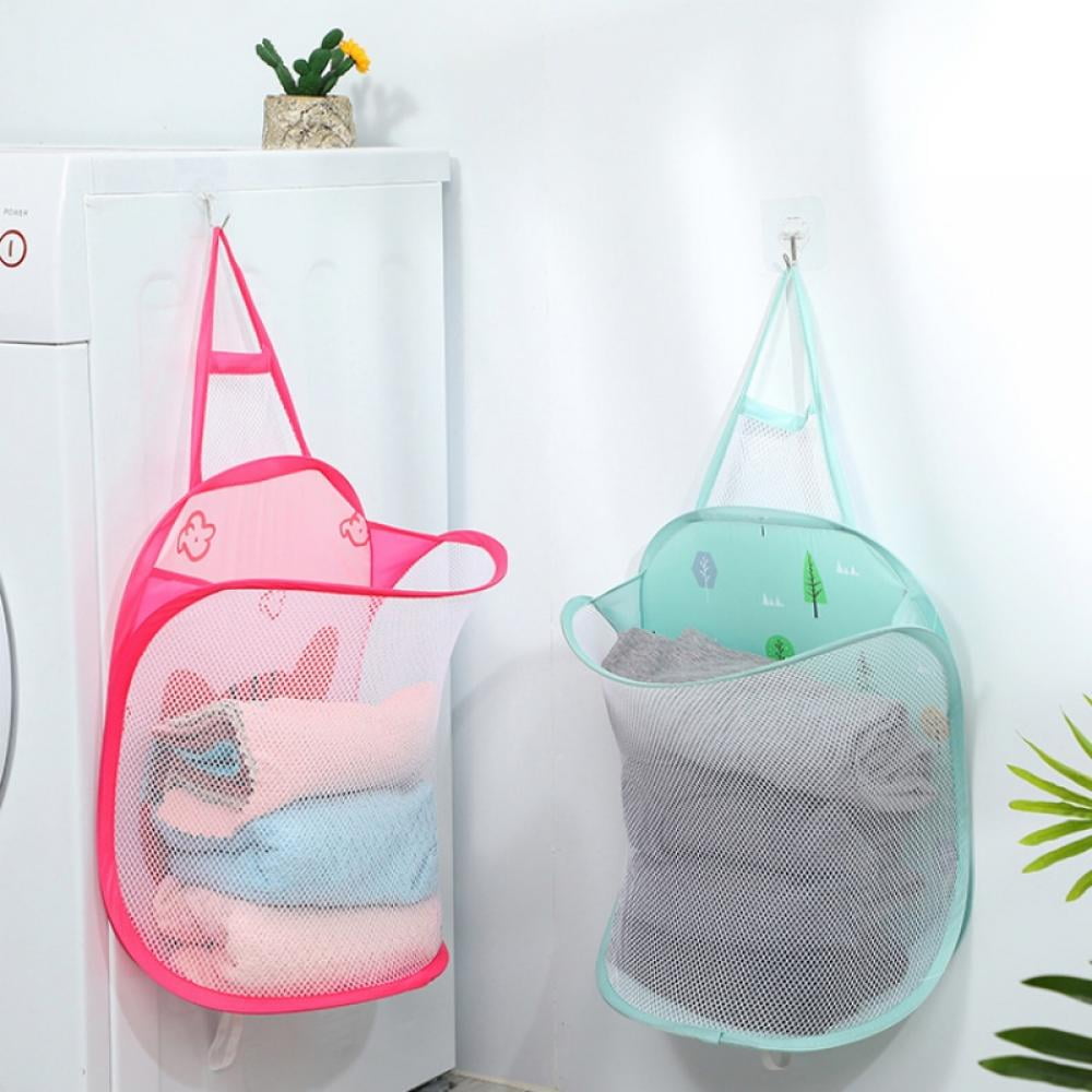 2PCS Hanging Laundry Hamper Laundry Bag to Hang Foldable Mesh Hamper ...
