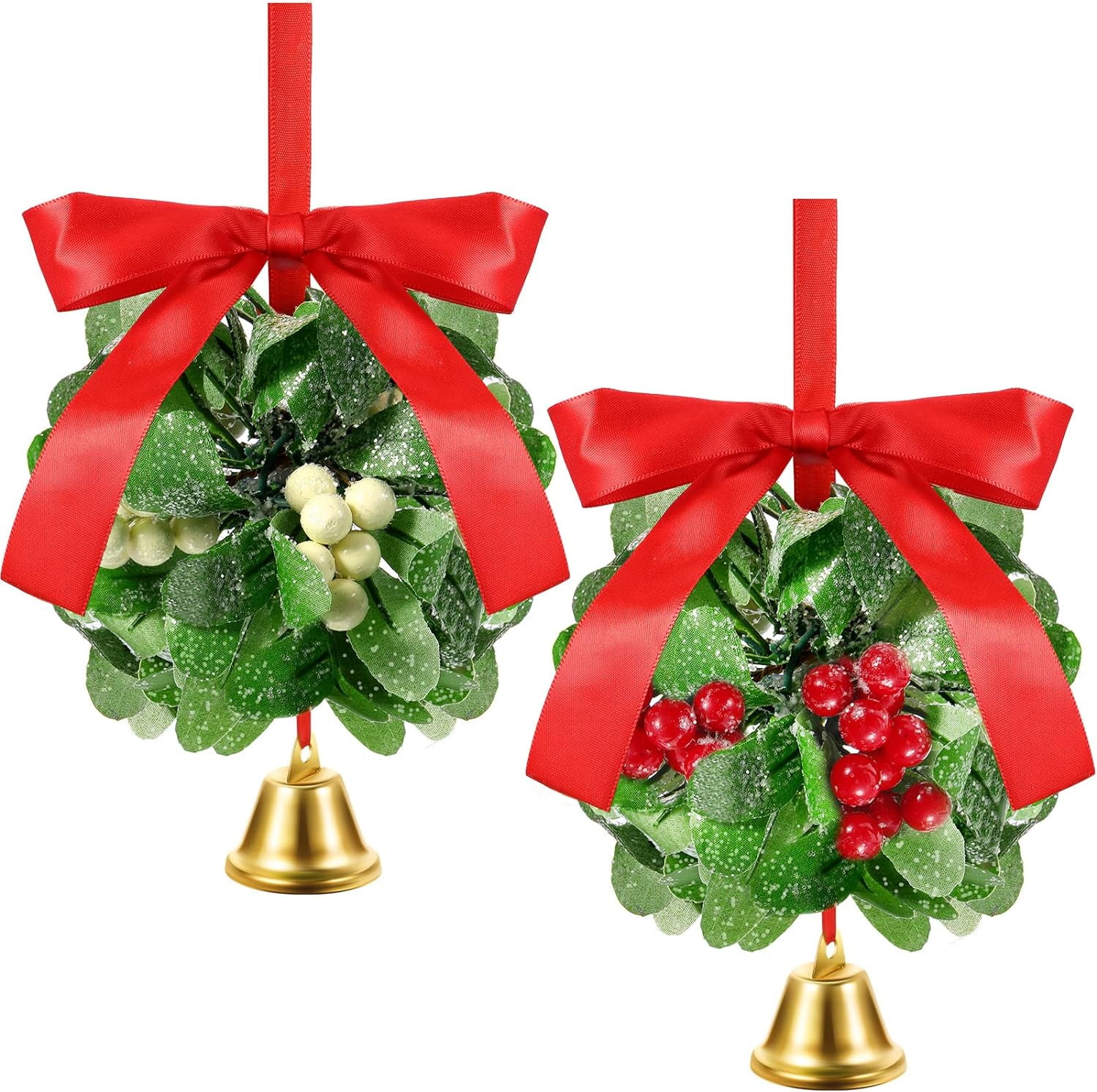 2PCS Hanging Mistletoe Ball Christmas Tree Ornament Mistletoe ...