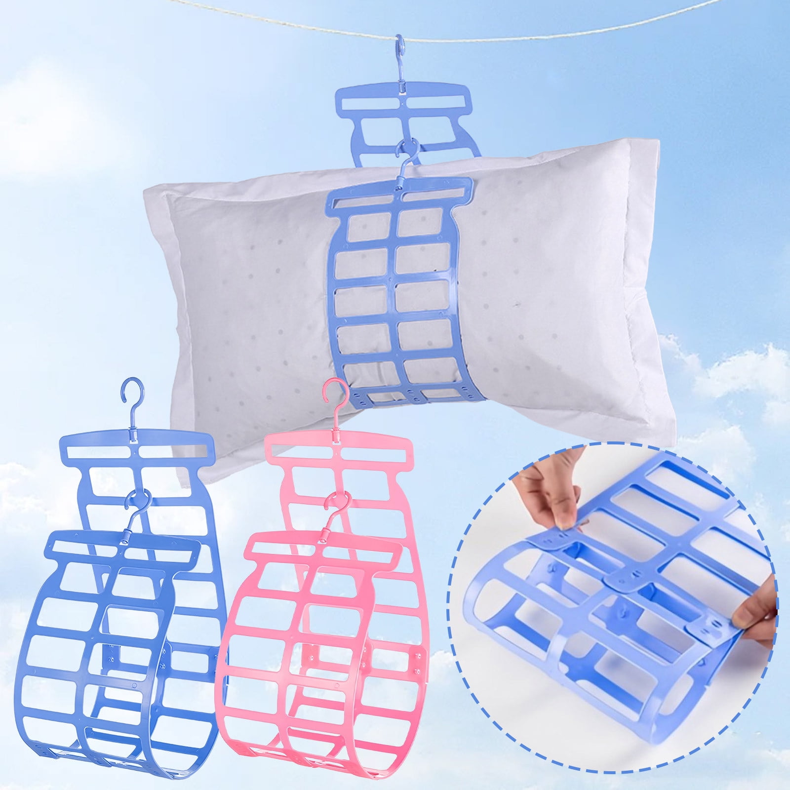 2PCS Hanging Pillow Drying Racks,Kids Toy Drying Rack Organizer,Multi ...