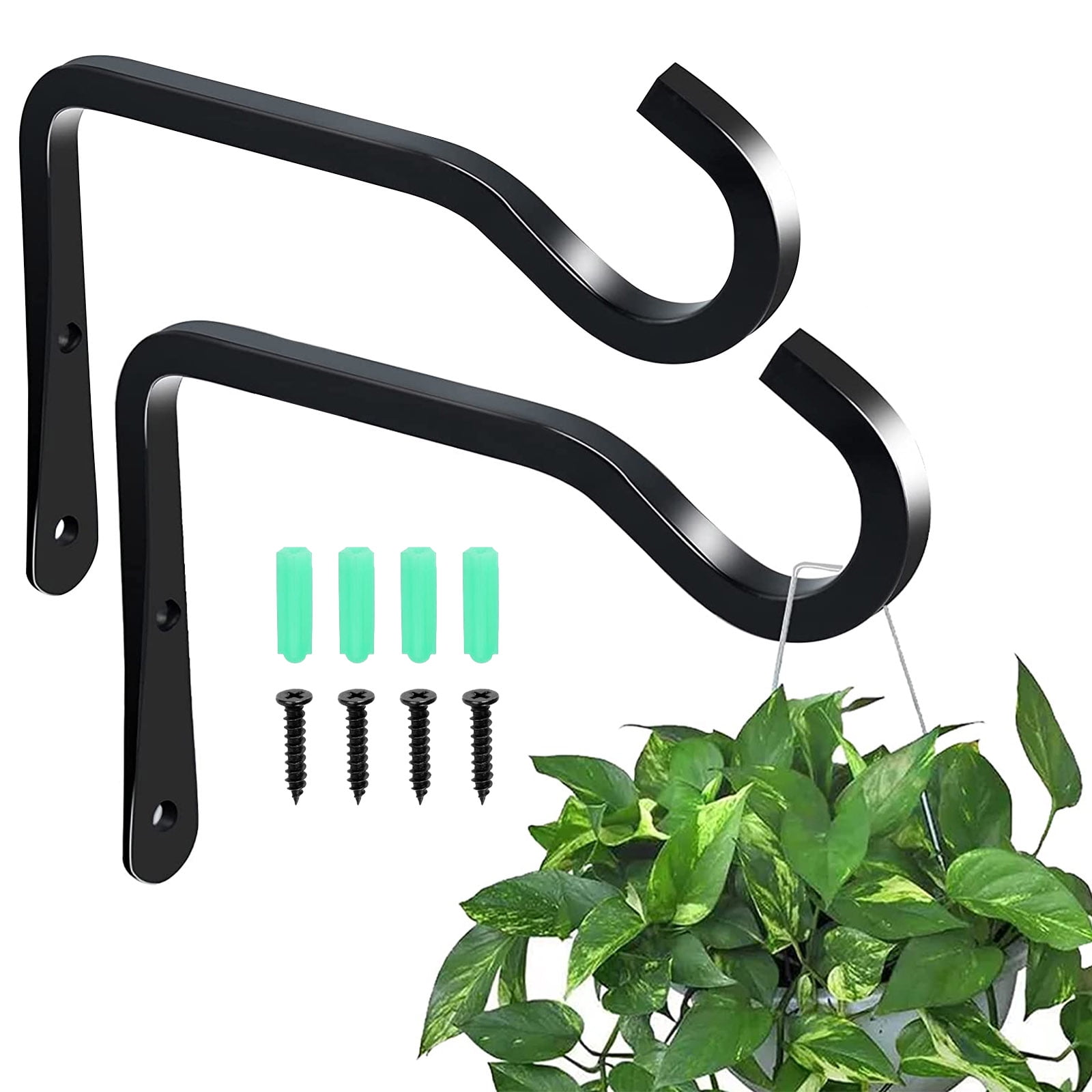 2PCS Hanging Plant Bracket Wrought Iron Metal Brackets Garden Plant ...