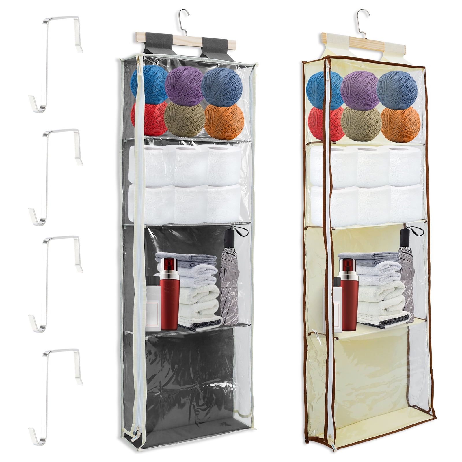 2PCS Hanging Yarn Storage with 4 Large Pockets Large Capacity Knitting ...