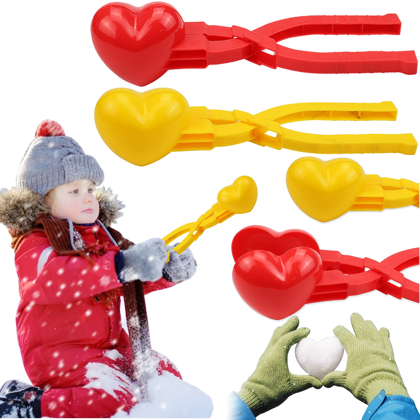 2PCS Heart Snowball Maker Heart Shape Snowball Clip, Snow Ball Molds ...