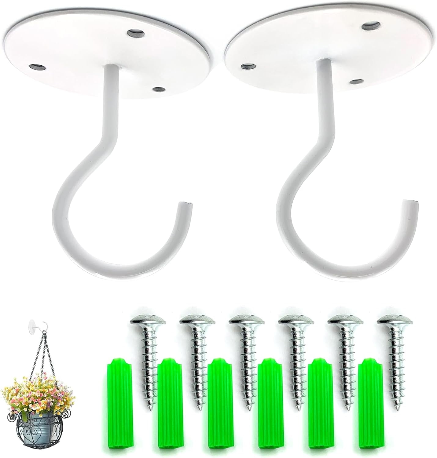 2PCS Heavy Duty Ceiling Hooks for Hanging Plants – Indoor & Outdoor ...