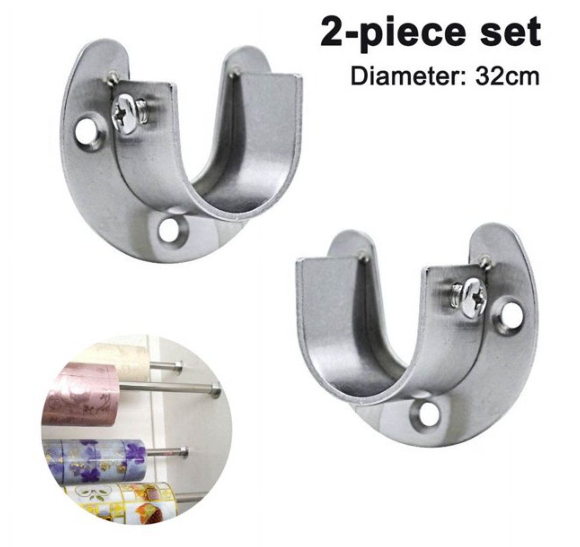 2PCS Heavy Duty Closet Rod End Supports,U Shaped Flange Rod Holder With ...