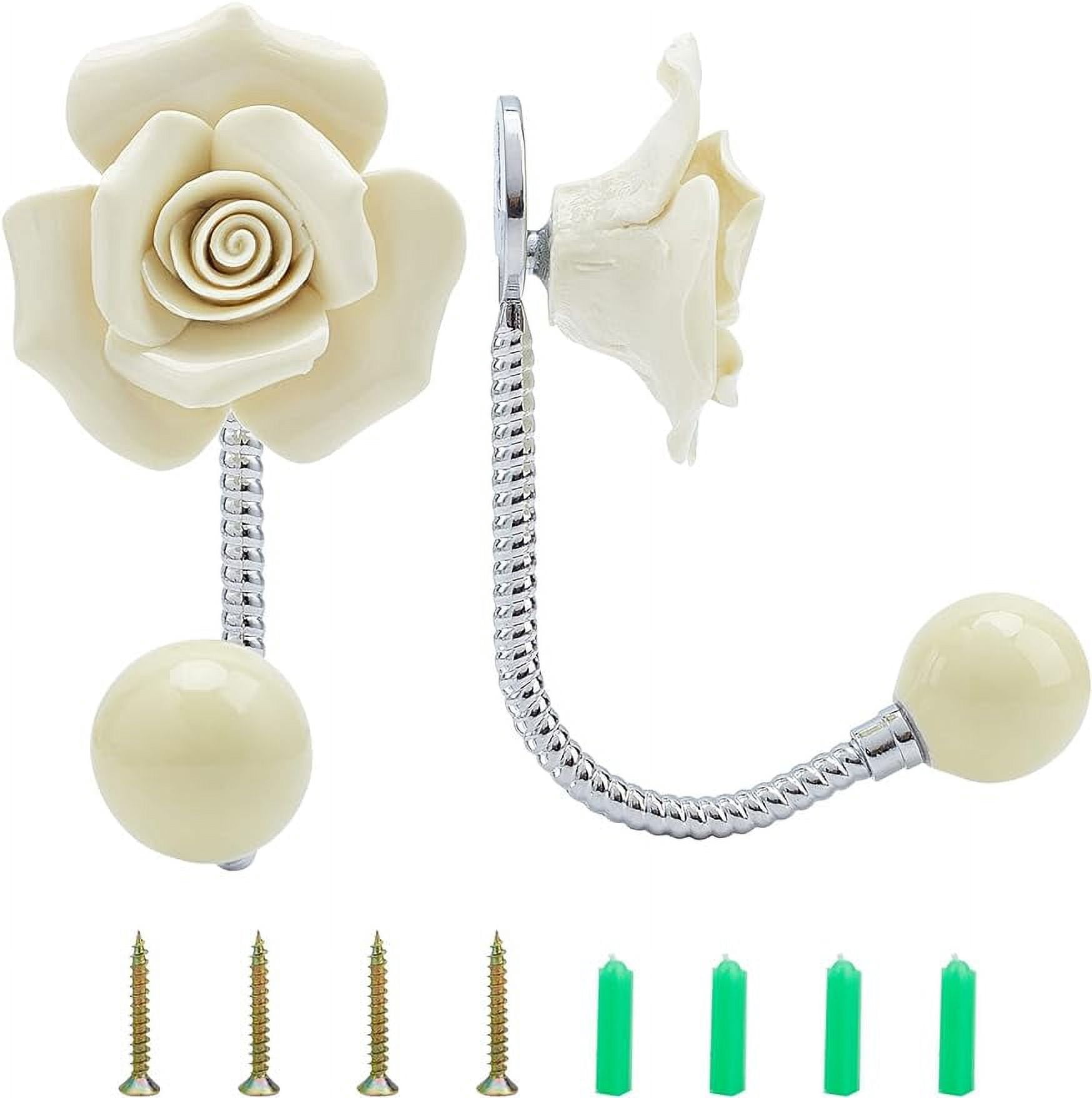 2PCS Heavy Duty Flower Wall Hooks Porcelain Clothes Hook for Hanging ...