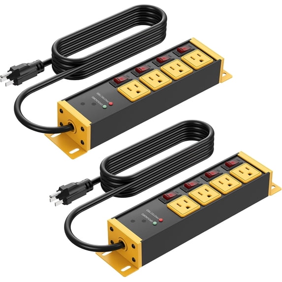 2PCS Heavy Duty Power Strip Surge Protector 20 AMP Individual Switches ...