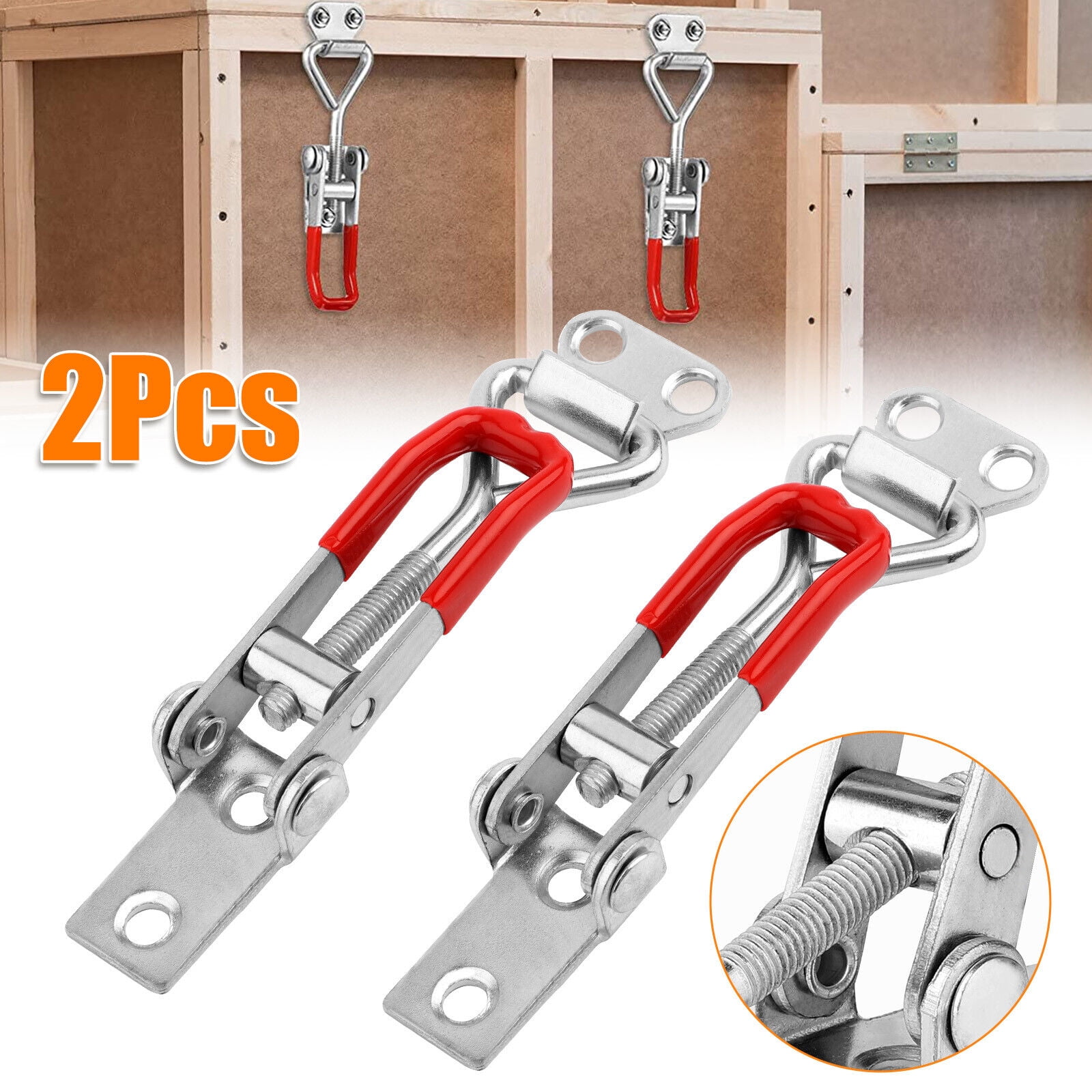 2PCS Heavy Duty Steel Toggle Latch Catches Adjustable Lock Clamp For ...