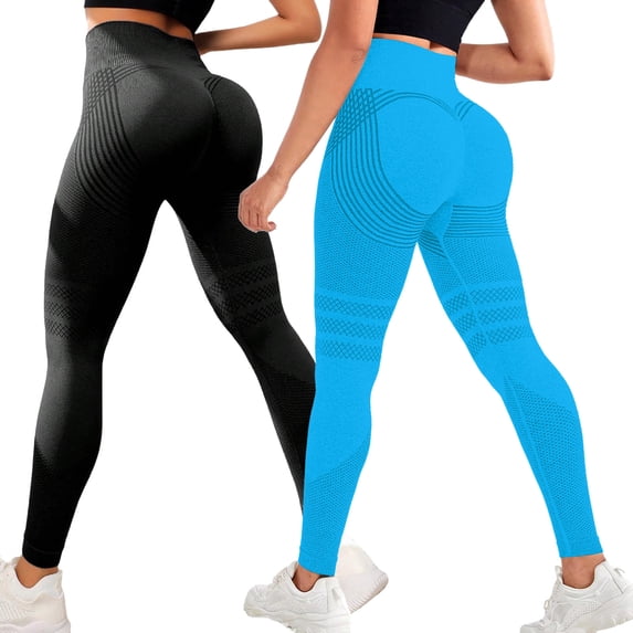 2PCS High Waist 3D Leggings Compression for Women - Tummy Control Yoga ...