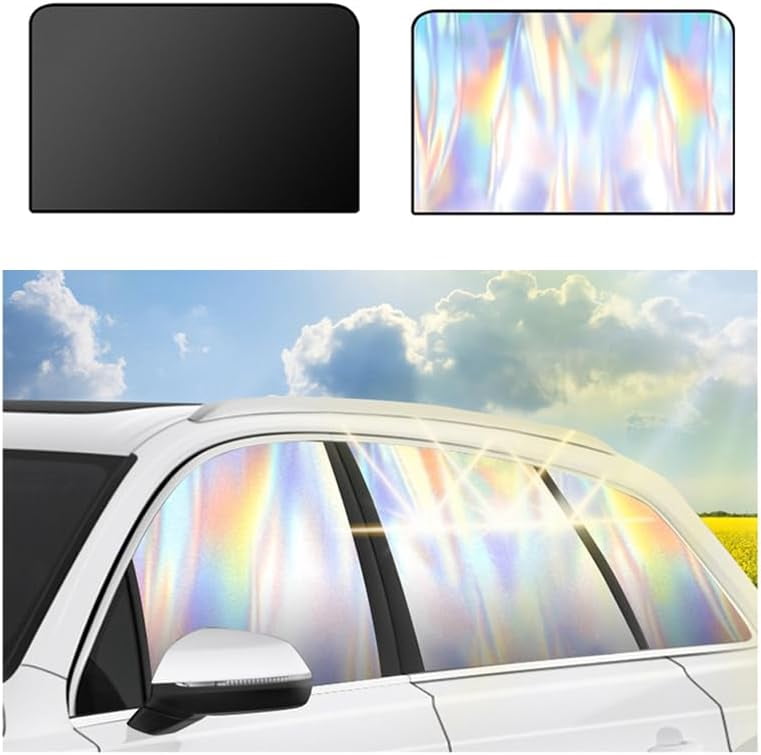 2PCS Holographic Front Car Window Shades,Magnetic Car Window Covers for ...