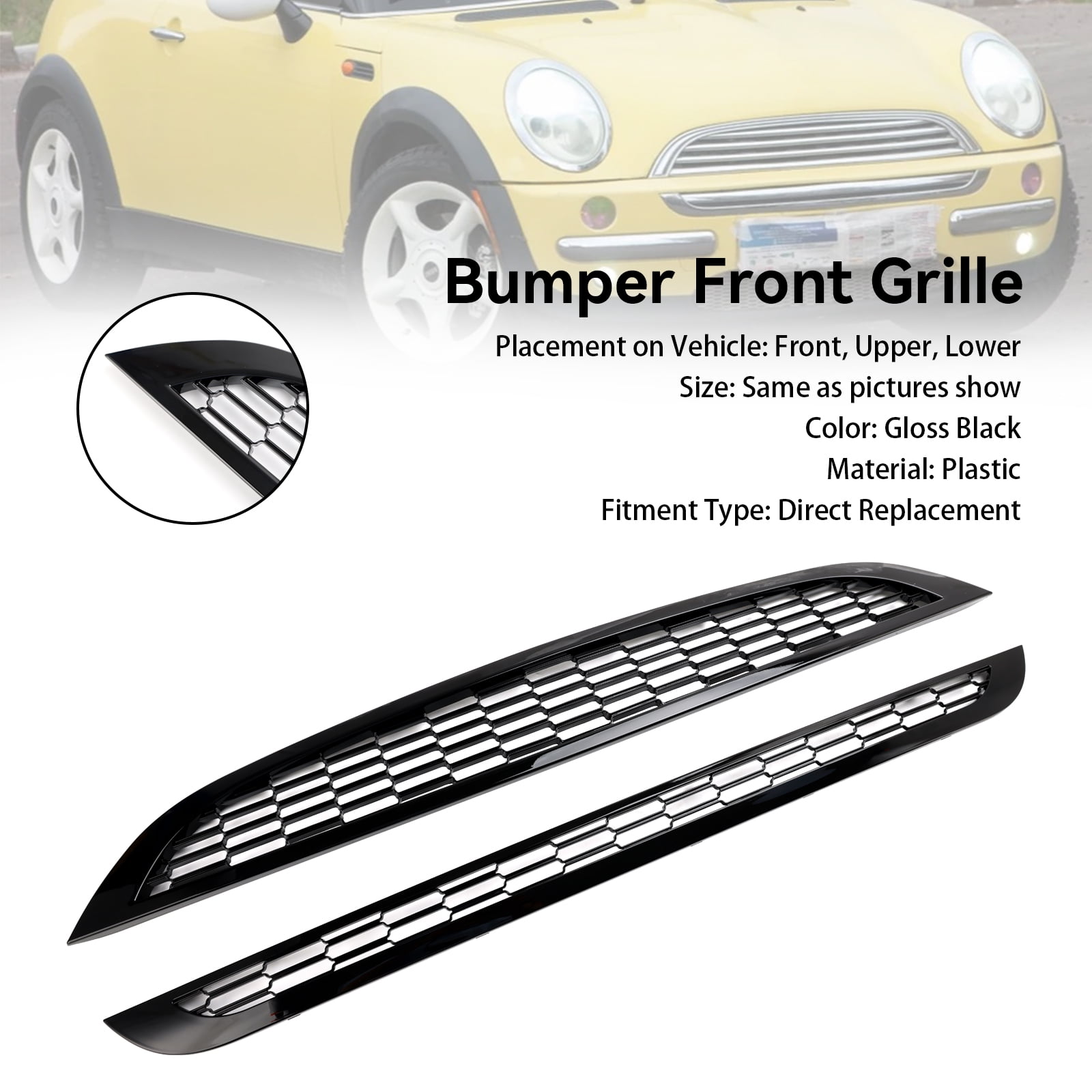 2PCS Honeycomb Mesh Front Grill Grille Fit for Mini Cooper R50 R52 R53 ...