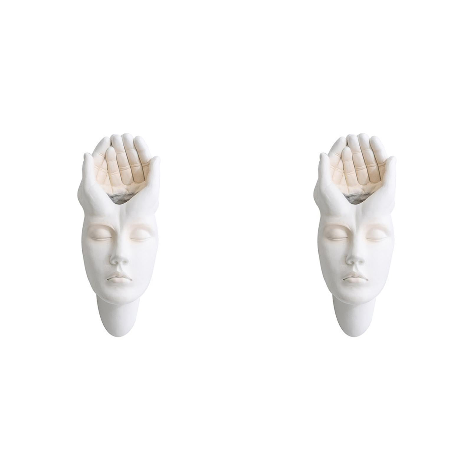 2PCS Human Face Vase Desk Decor, Resin Flower Pot, Modern Sculpture ...