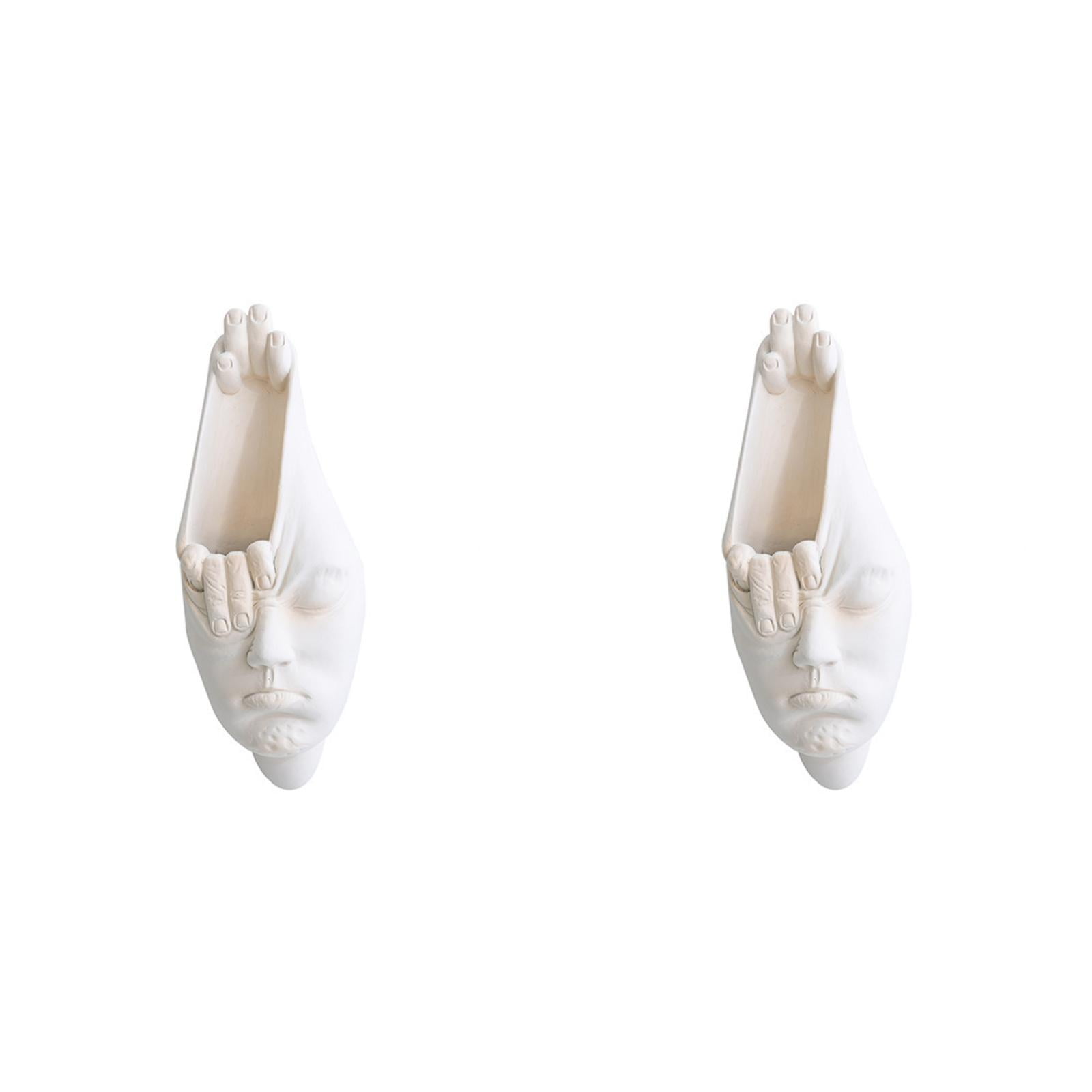 2PCS Human Face Vase Desk Decor, Resin Flower Pot, Modern Sculpture ...