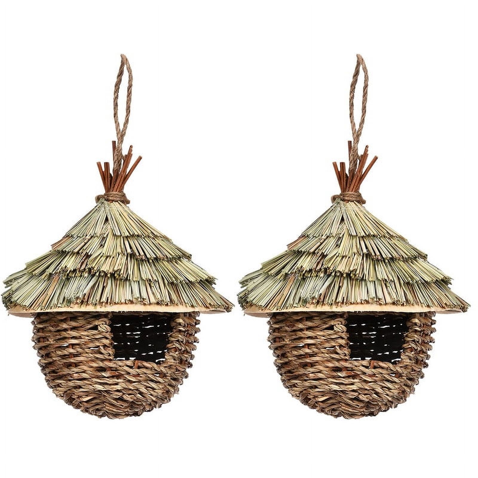 2PCS Hummingbird Houses for Outside, Handmade Bird House Natural Grass, Hand Decor Grass The ...