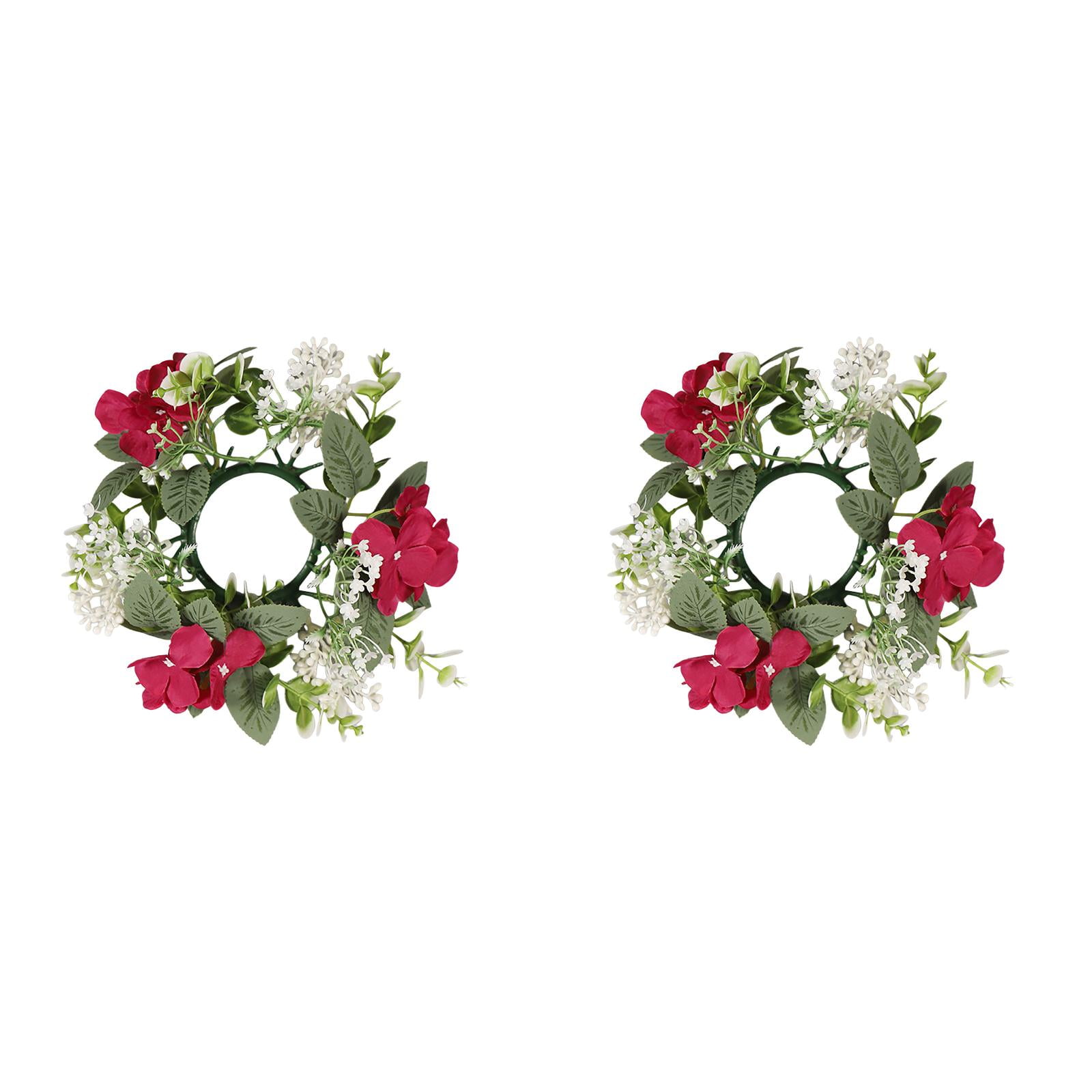 2PCS Hydrangea Candle Rings - Floral Candle Wreaths for Pillar Candles ...