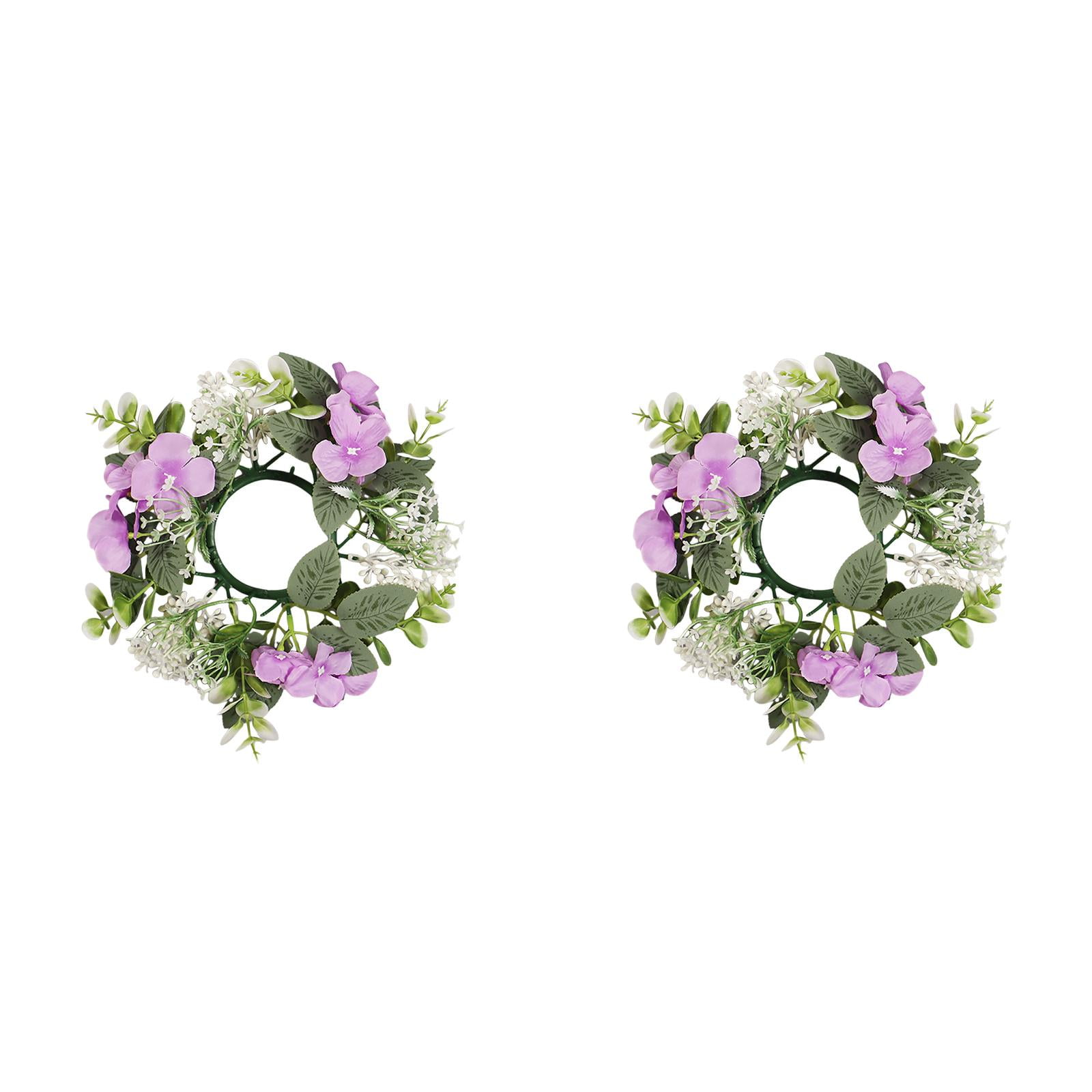 2PCS Hydrangea Candle Rings Wreaths Floral Candle Ring Candlerings for ...