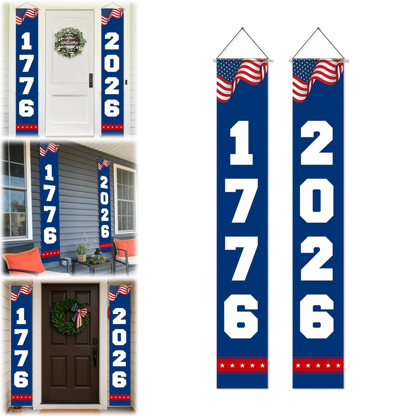 2PCS Independence Day Banner Househol Pendan Decorative Drop For Living ...