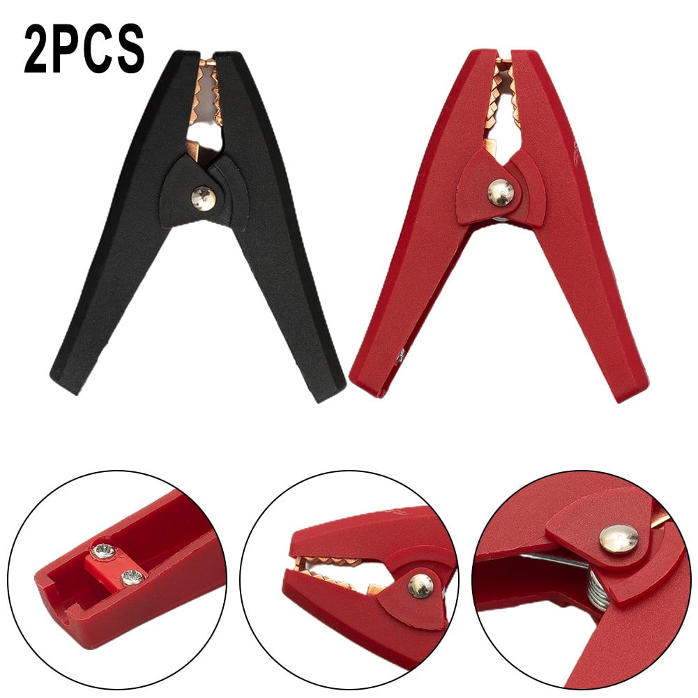 2PCS Insulated Alligator Clips 100A90mm Black & Red Car Battery Clips ...