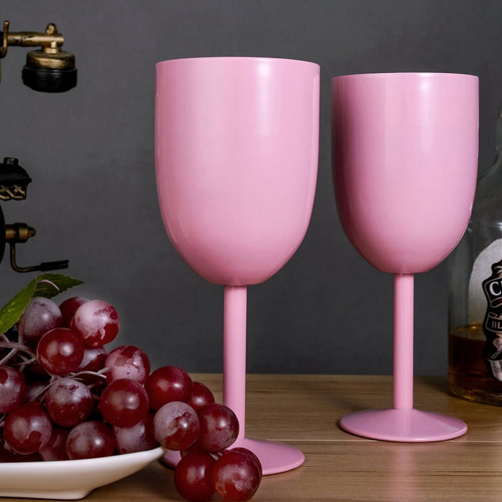 2PCS Insulated Pink Wine Glasses Double Wall Food Grade Stainless Steel ...