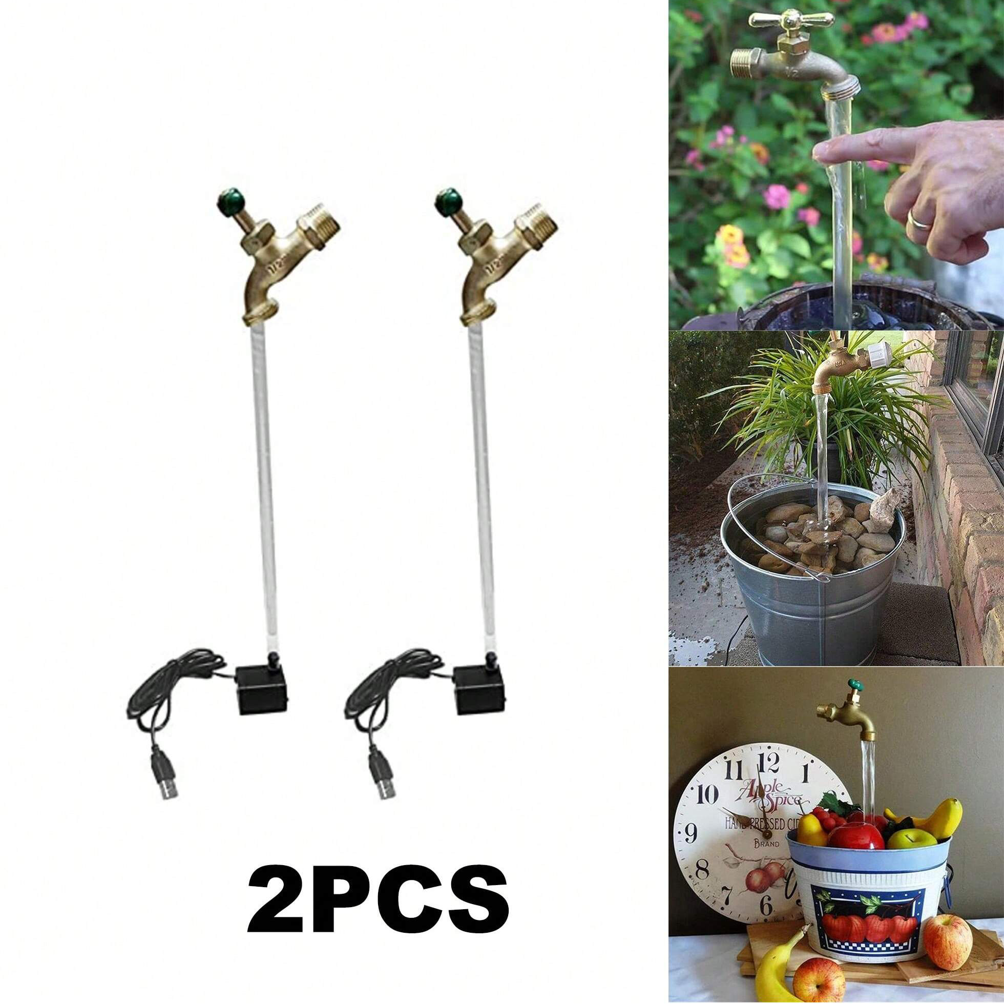 2PCS Invisible Faucet Fountain Watering Can Fountain Floating Faucet ...