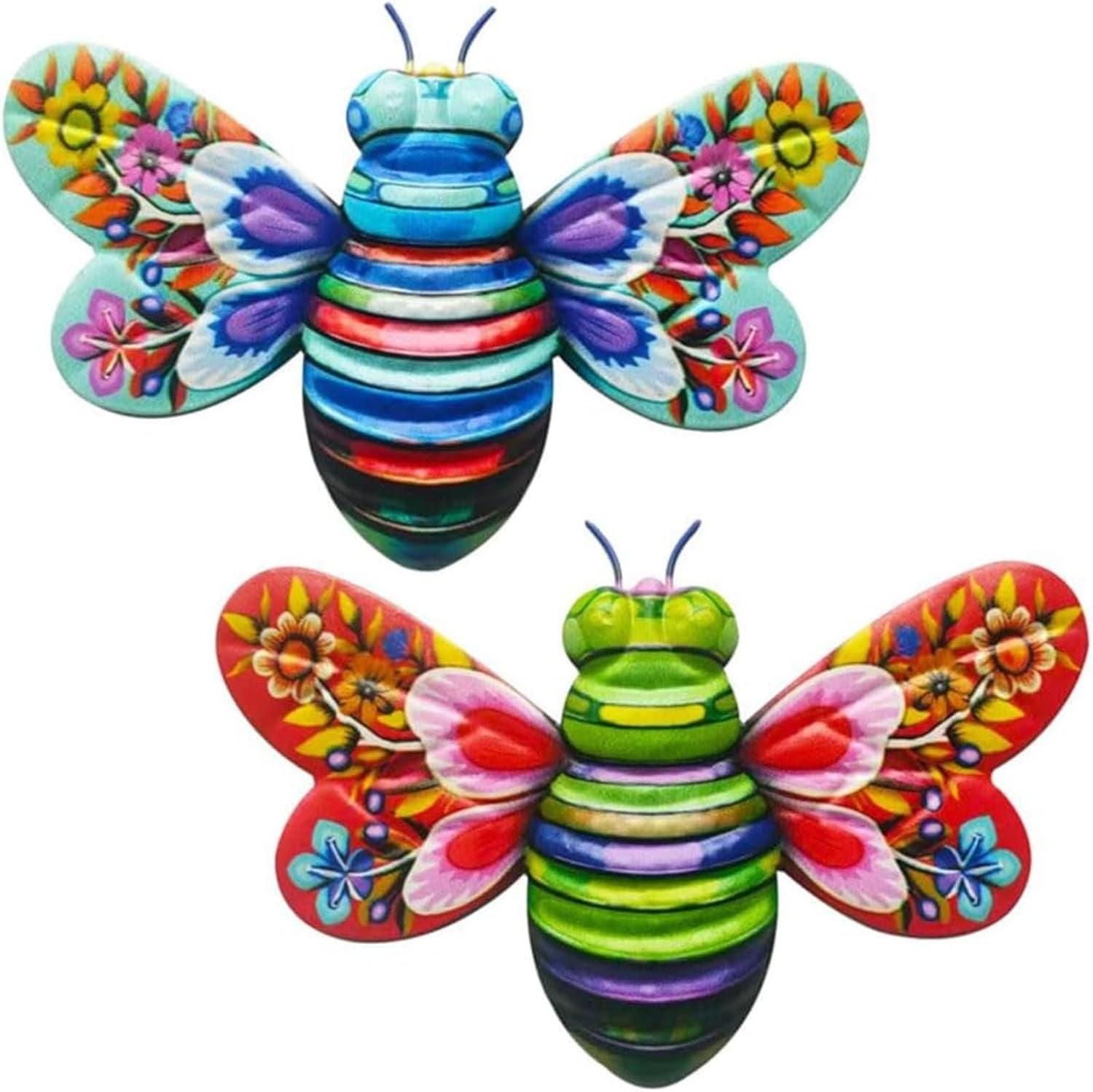 2PCS Iron Bee Art Sculpture Hanging Wall Decorations for Garden,Bees ...