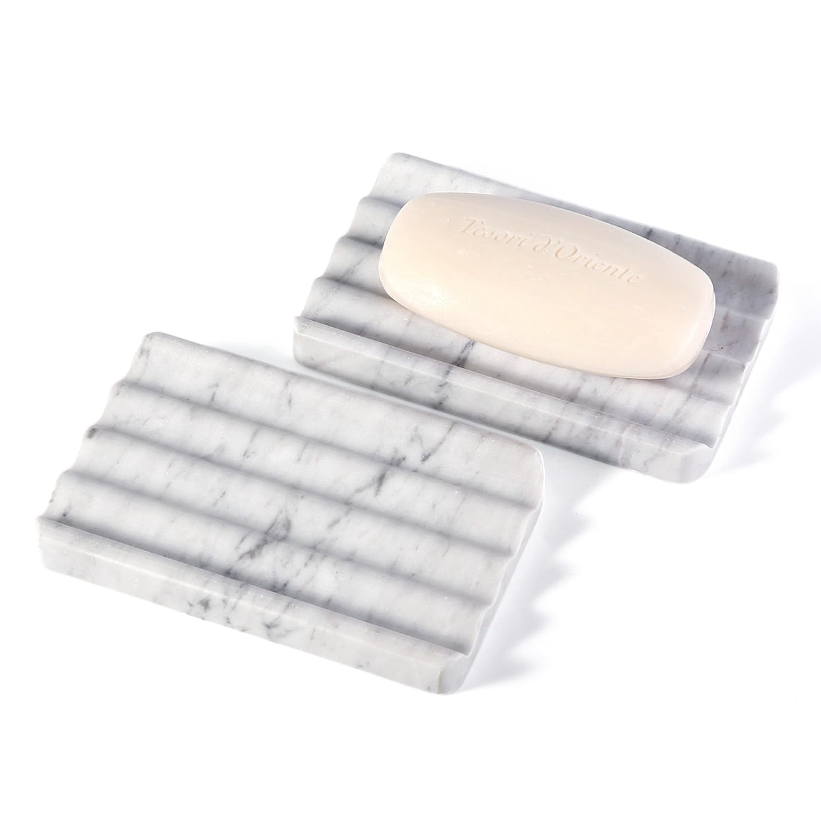 2PCS Italian Natural Marble Soap Dish for Shower, Multi-Color Stone ...