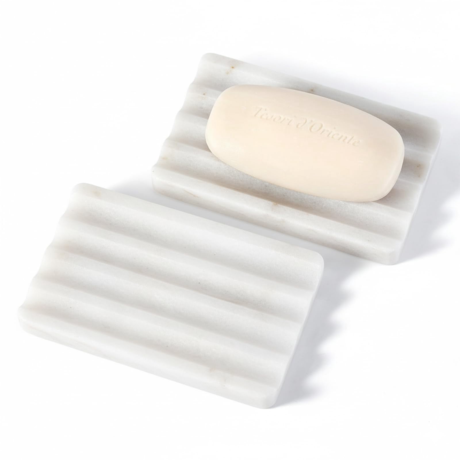 2PCS Italian Natural Marble Soap Dish for Shower, Multi-Color Stone ...