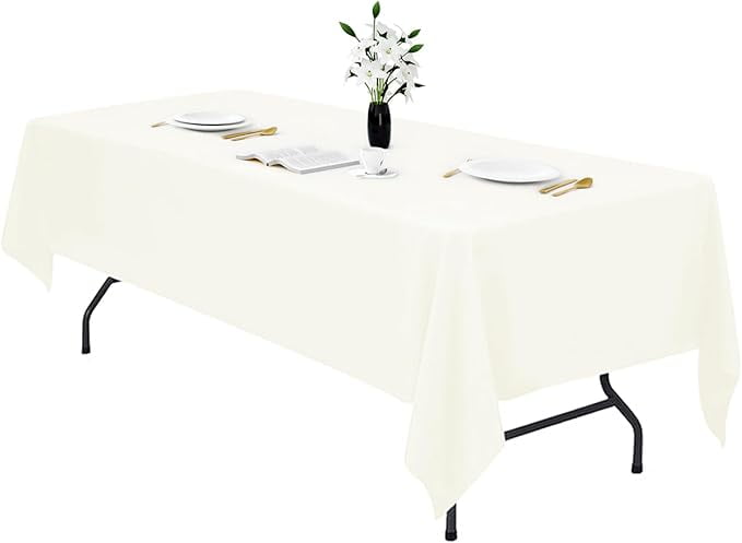 2PCS Ivory Table Cloth for Rectangle Table - 60 x 84 Inch Tablecloths ...