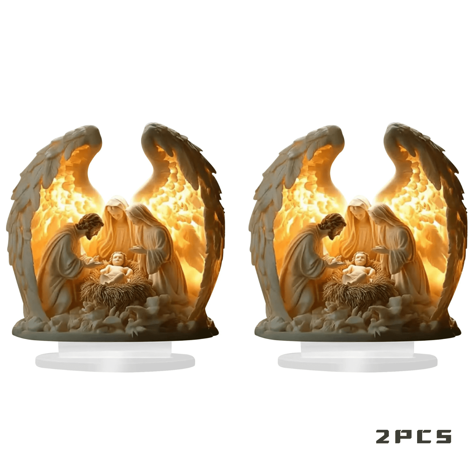 2PCS Jesus Statue Nativity Set, 2d Acrylic Nativity Scene, Charming ...