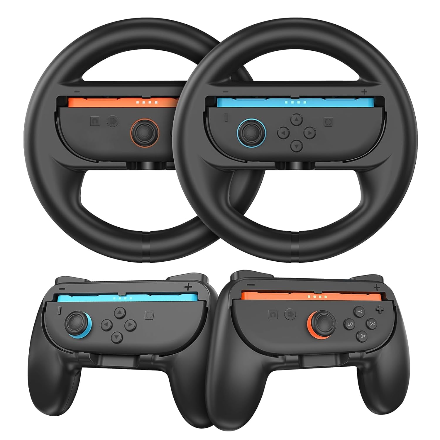 2PCS Joy Con Grips and 2PCS Steering Wheels Compatible with Switch 2 ...