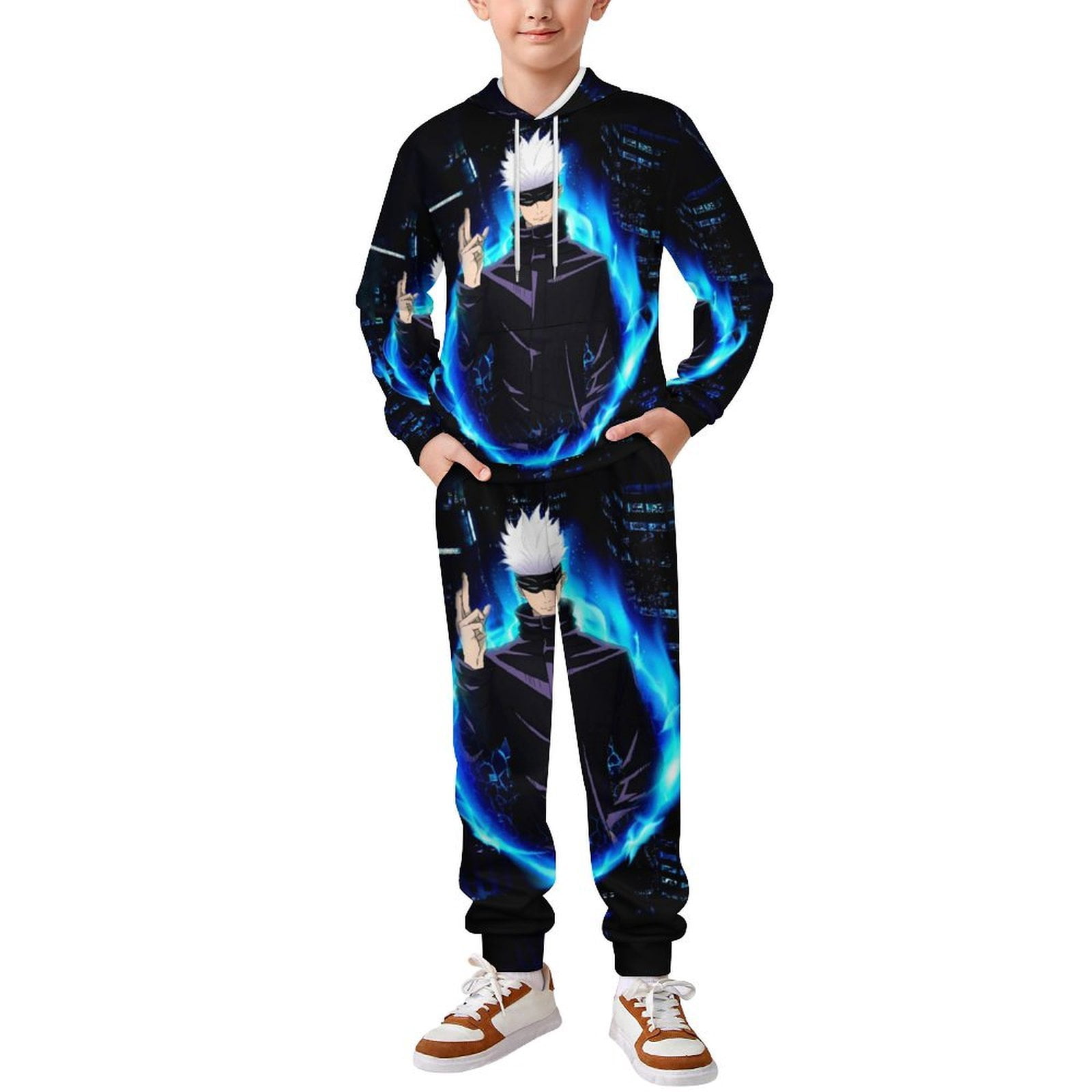2PCS Jujutsu Anime Kaisen Tracksuit Outfit Hoodie Sweatshirt & Jogger ...
