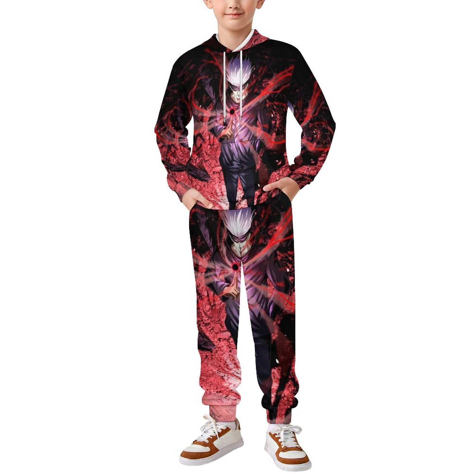 2PCS Jujutsu Anime Kaisen Tracksuit Outfit Hoodie Sweatshirt & Jogger ...