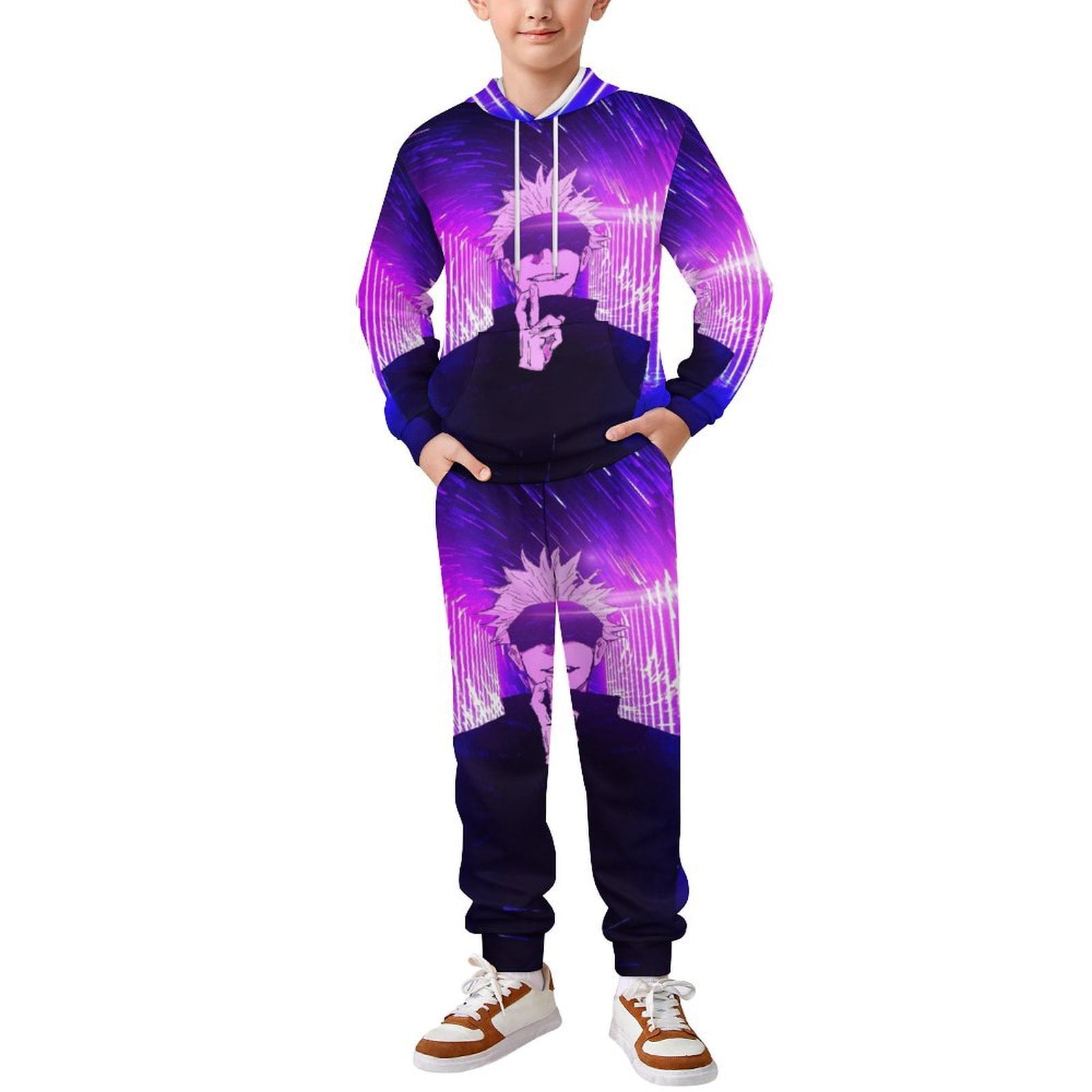 2PCS Jujutsu Anime Kaisen Tracksuit Outfit Hoodie Sweatshirt & Jogger ...