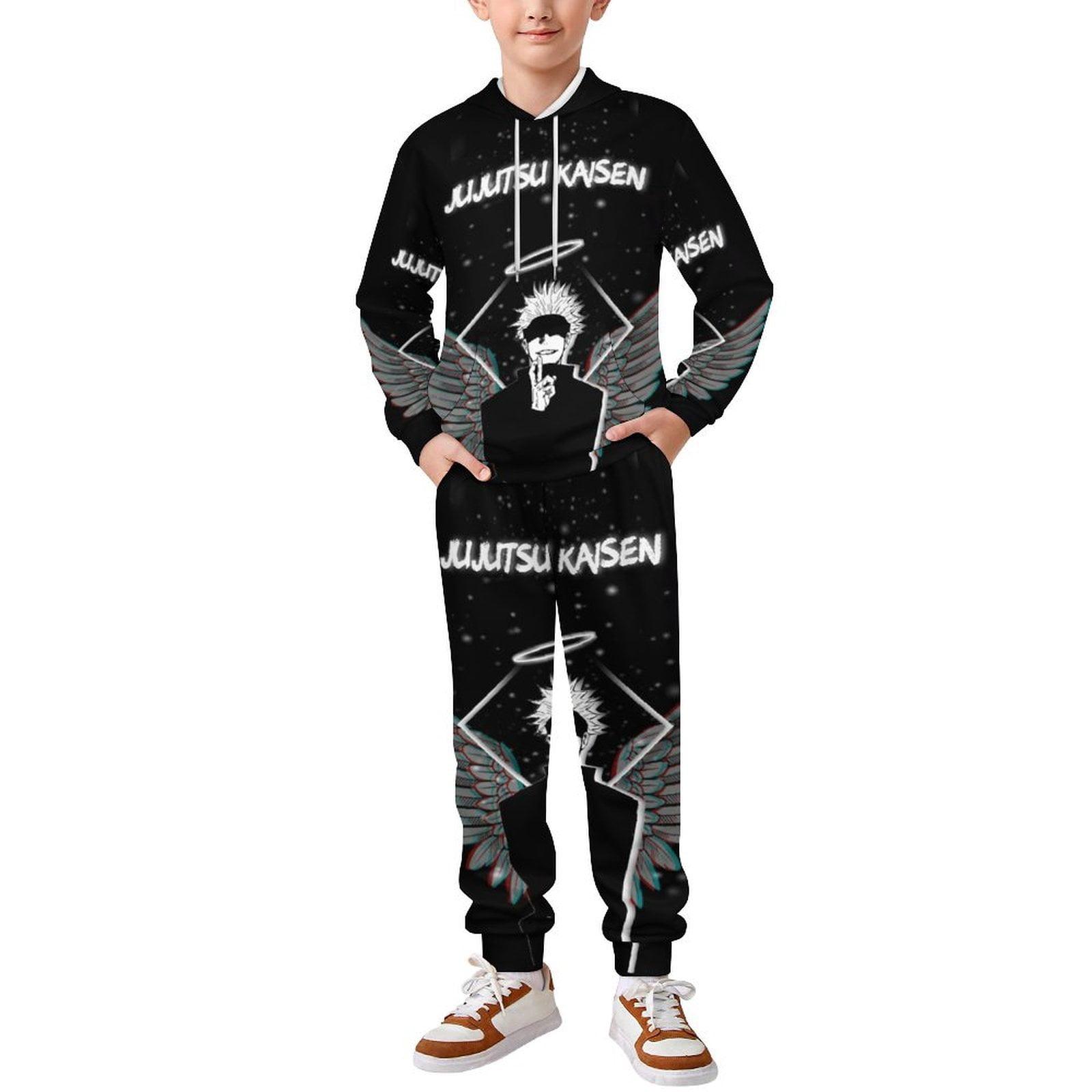 2PCS Jujutsu Anime Kaisen Tracksuit Outfit Hoodie Sweatshirt & Jogger ...