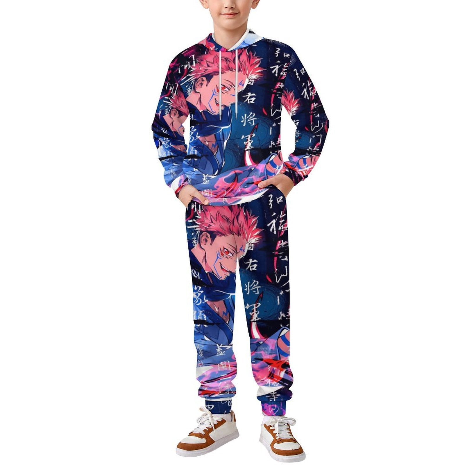 2PCS Jujutsu Anime Kaisen Tracksuit Outfit Hoodie Sweatshirt & Jogger ...