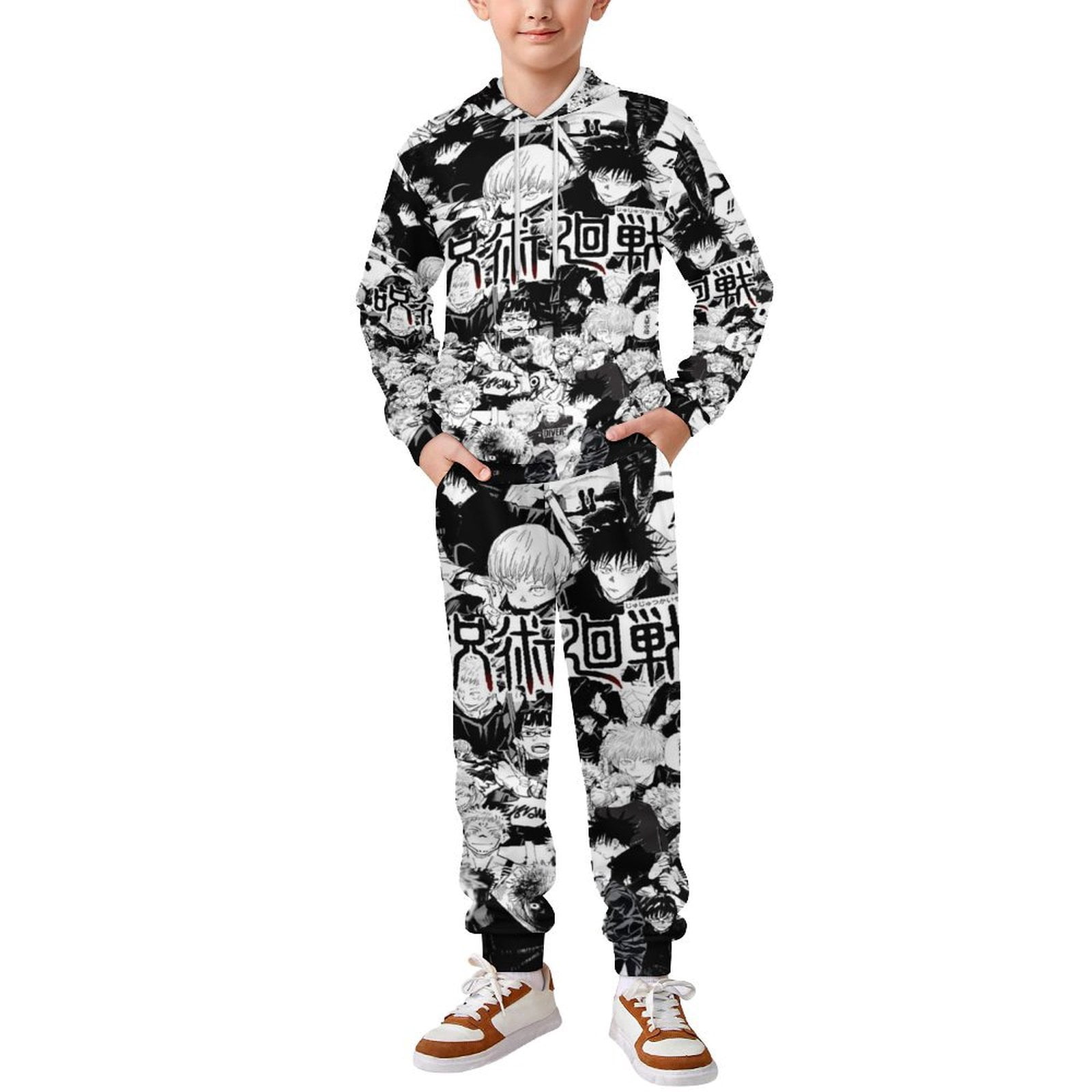 2PCS Jujutsu Anime Kaisen Tracksuit Outfit Hoodie Sweatshirt & Jogger ...
