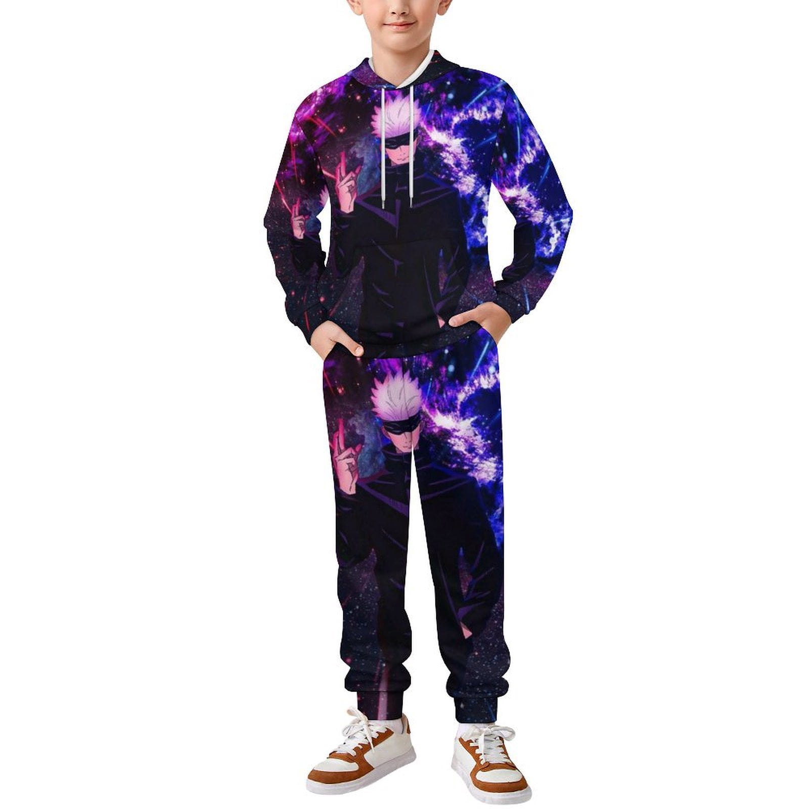 2PCS Jujutsu Anime Kaisen Tracksuit Outfit Hoodie Sweatshirt & Jogger ...