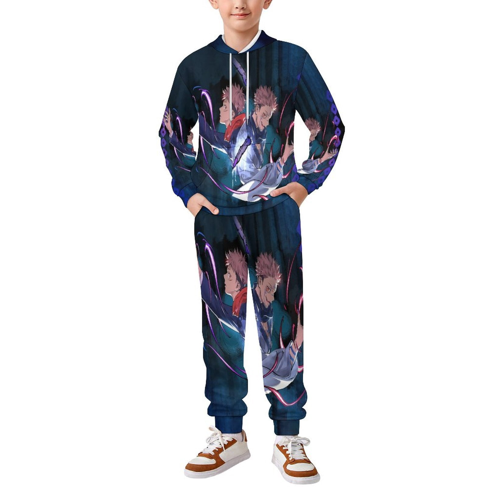 2PCS Jujutsu Anime Kaisen Tracksuit Outfit Hoodie Sweatshirt & Jogger ...