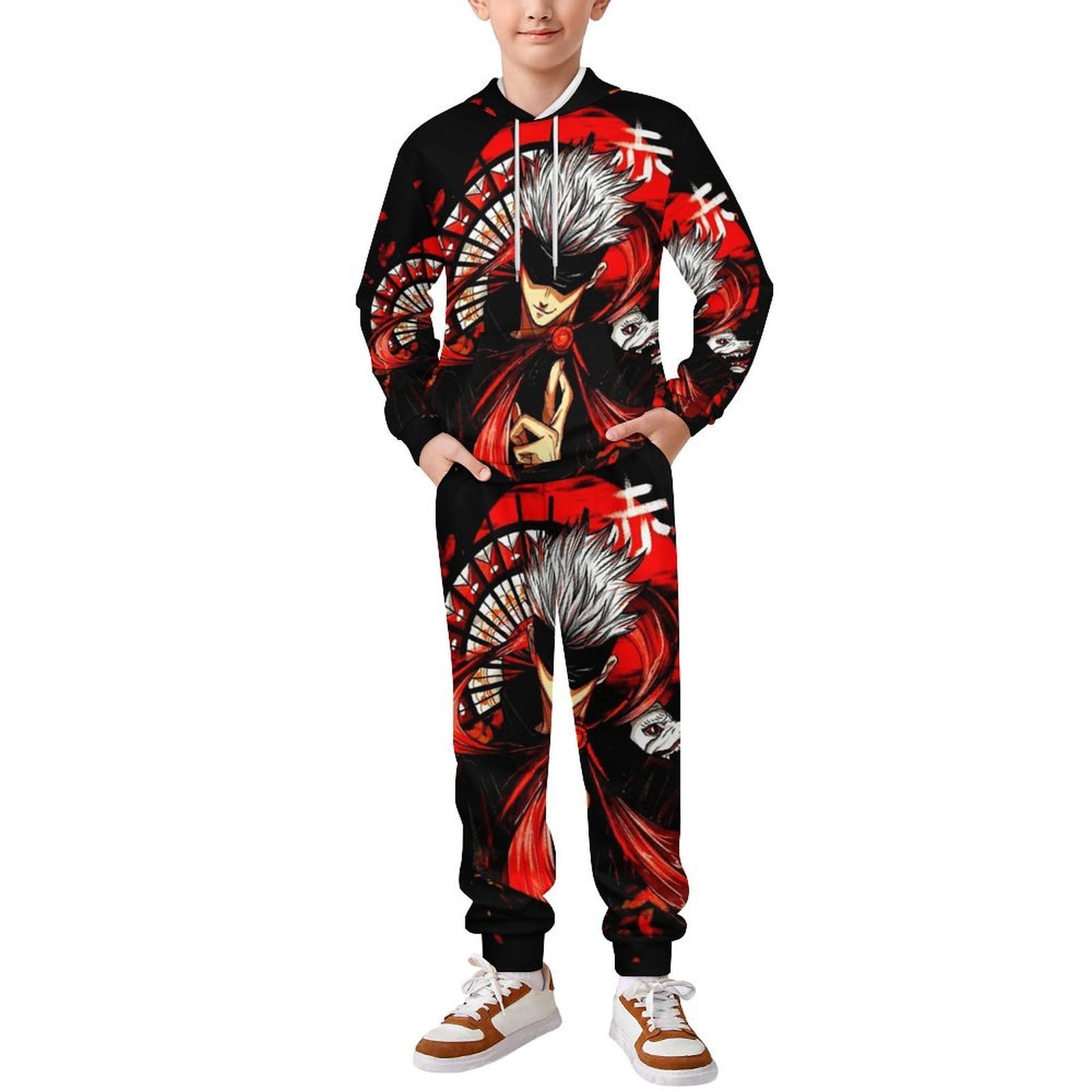 2PCS Jujutsu Anime Kaisen Tracksuit Outfit Hoodie Sweatshirt & Jogger ...
