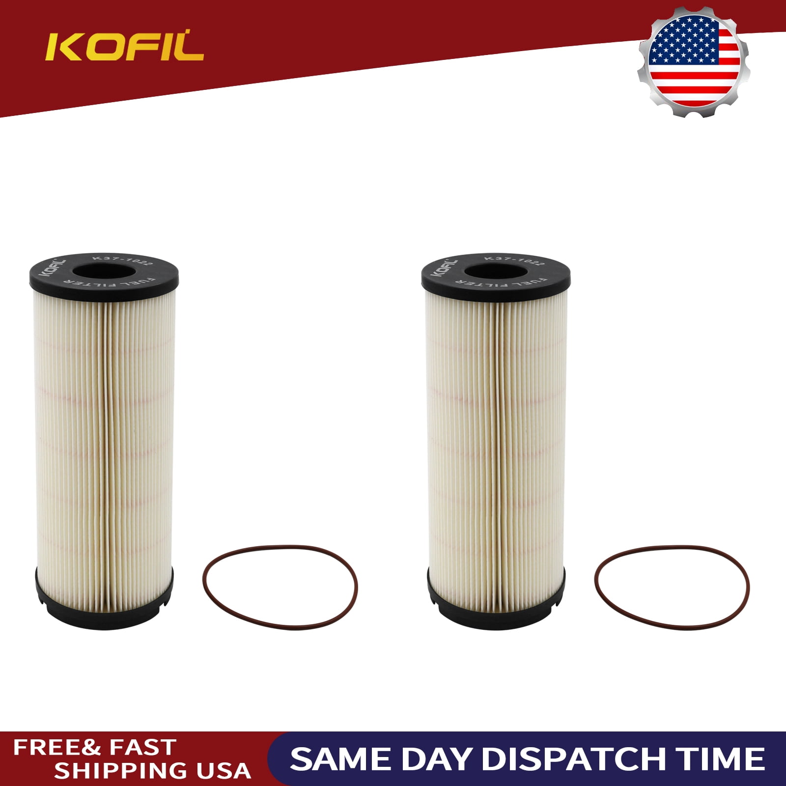 2PCS K37-1022 Fuel Filter Compatible with Peterbilt Kenworth Truck EPA ...