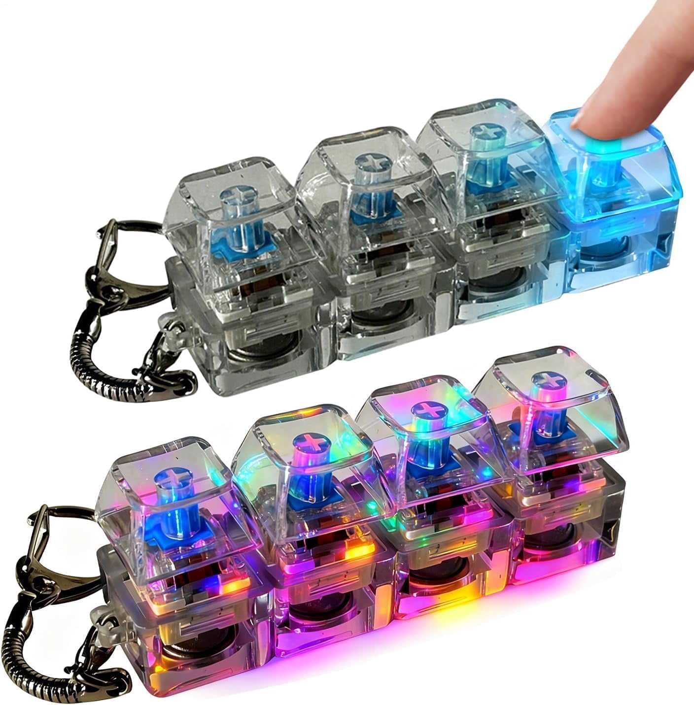 2PCS Keyboard Fidget Toy - 4 Button Fidget Keyboard Keychain With ...