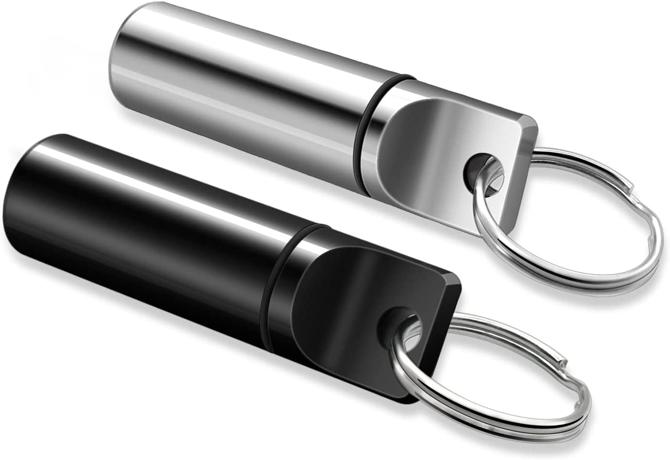 2PCS Keychain Pill Holder,Portable Aluminium Alloy Waterproof Pill Box ...
