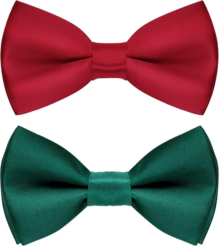 2PCS Kids Bow Ties Solid Color Satin Bow Tie for Child Boys Toddlers ...