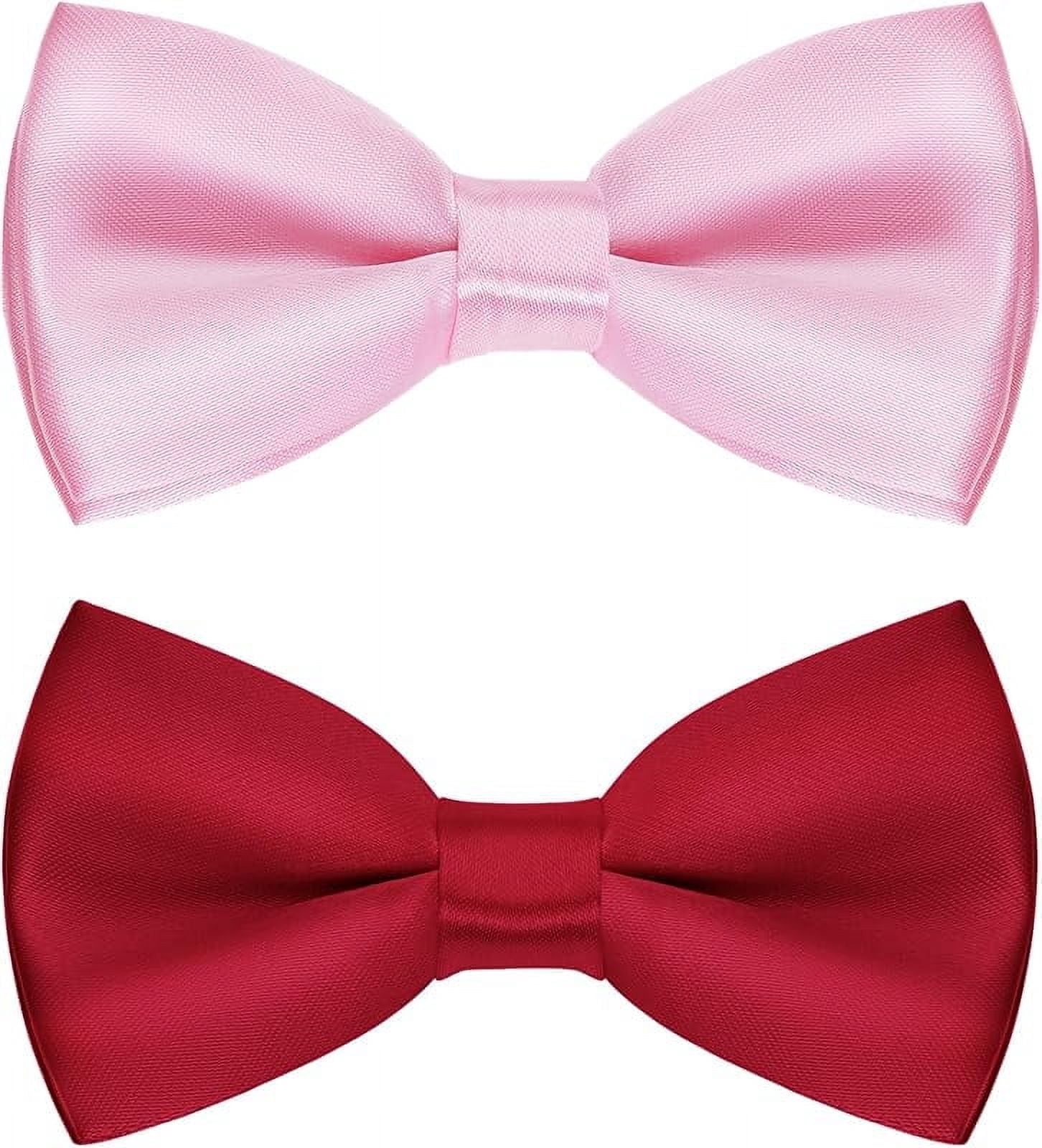 2PCS Kids Bow Ties Solid Color Satin Bow Tie for Child Boys Toddlers ...
