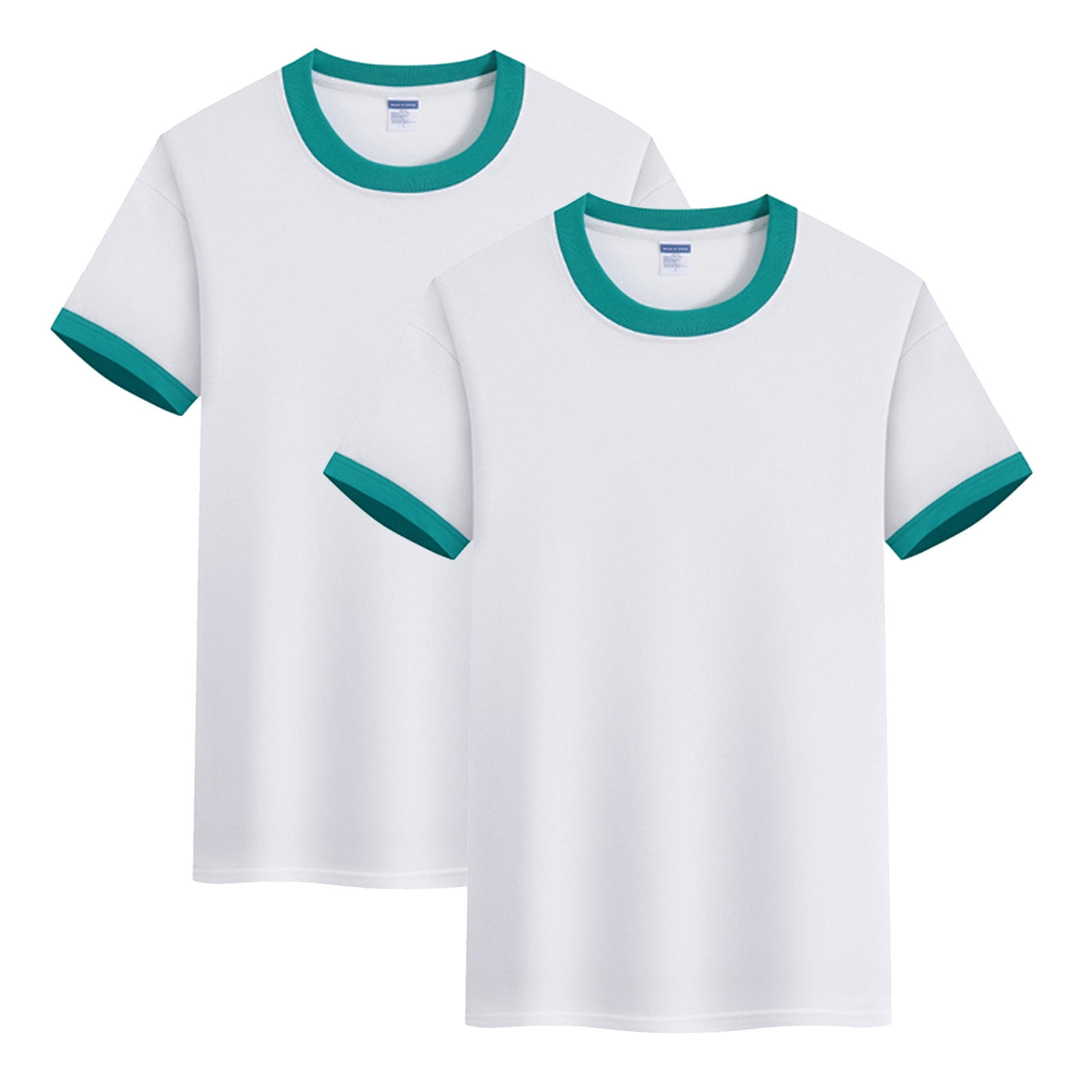 2PCS Kids' Color Block T-Shirts: Contrast Collar & Sleeves, Loose Fit ...